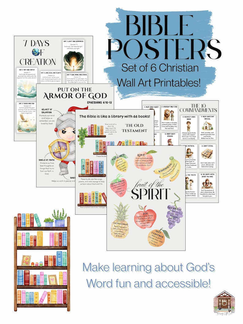 Bible Posters for Kids - Set of 6 Christian Wall Art Printables! - Etsy
