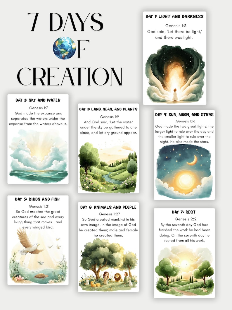 Bible Posters for Kids - Set of 6 Christian Wall Art Printables! - Etsy