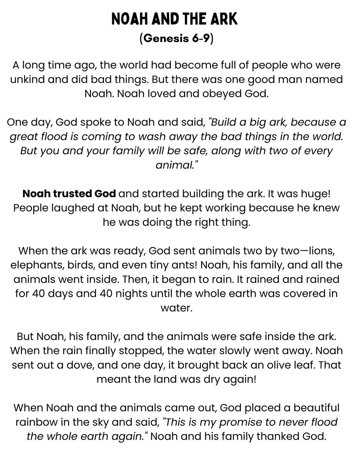Noah's Ark Cut and Paste Craft: Bible Story Activity (PDF) - Etsy