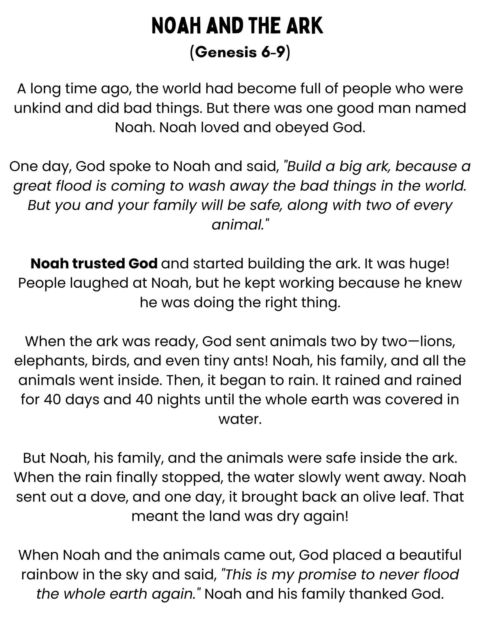 Noah’s Ark Cut and Paste Craft | Bible Story Printable | Christian ...