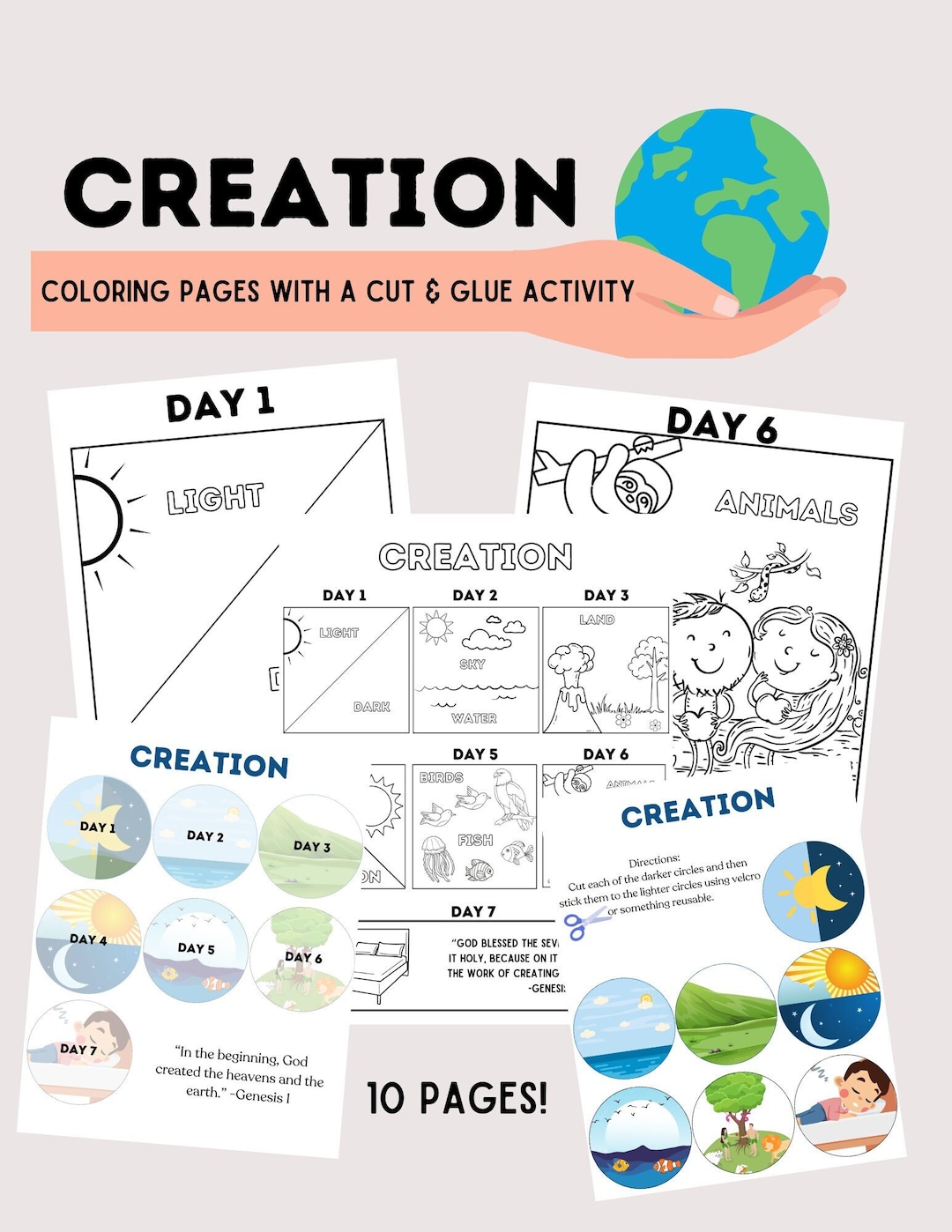 Creation Coloring Pages: Bible Story Activity (digital Download) - Etsy