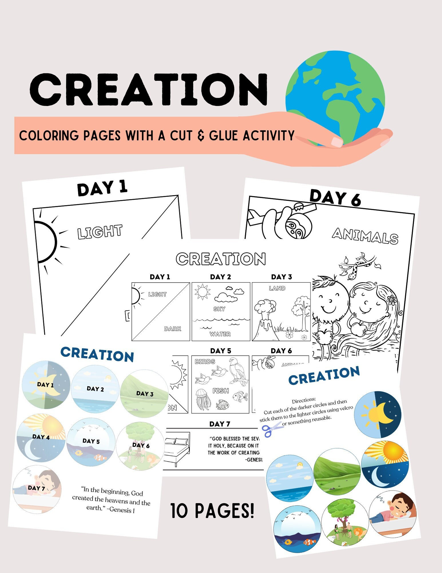 Creation Coloring Interactive| Bible Activity for Kids | Preschool ...