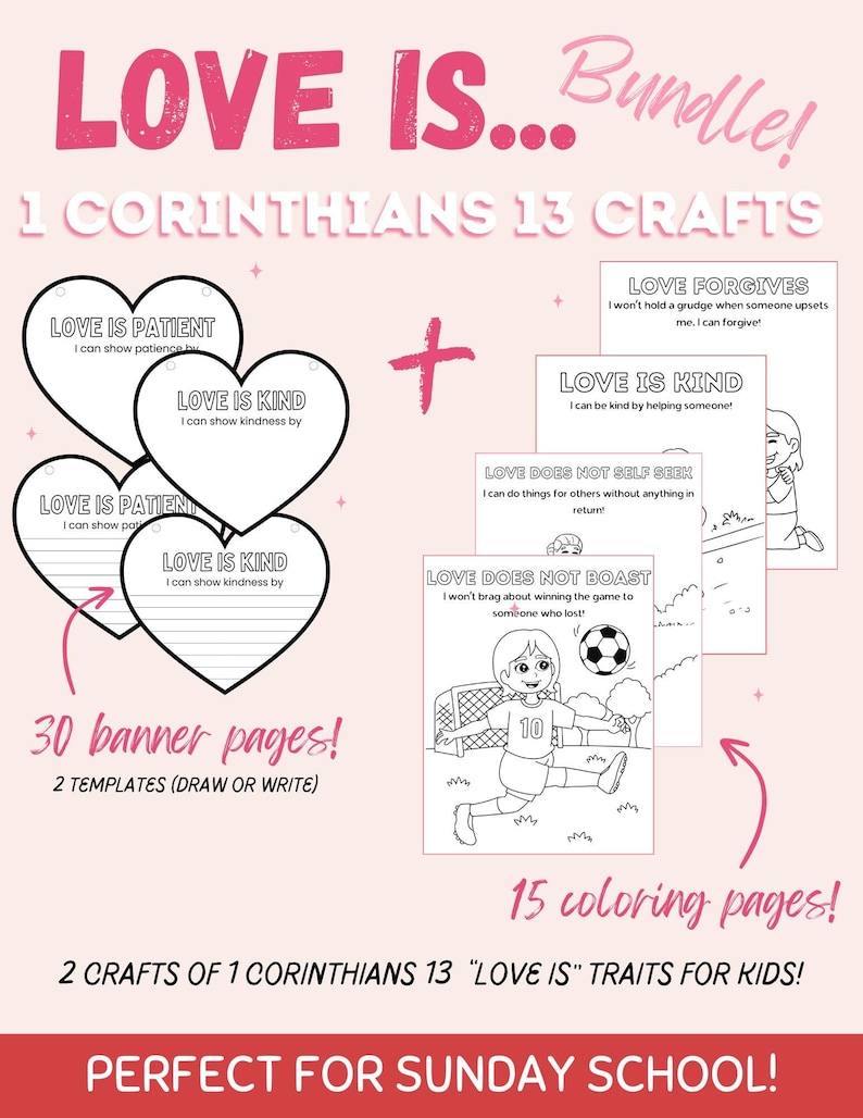 Love is BUNDLE! Banner + Coloring Pages Craft 1 Corinthians 13- Faith ...