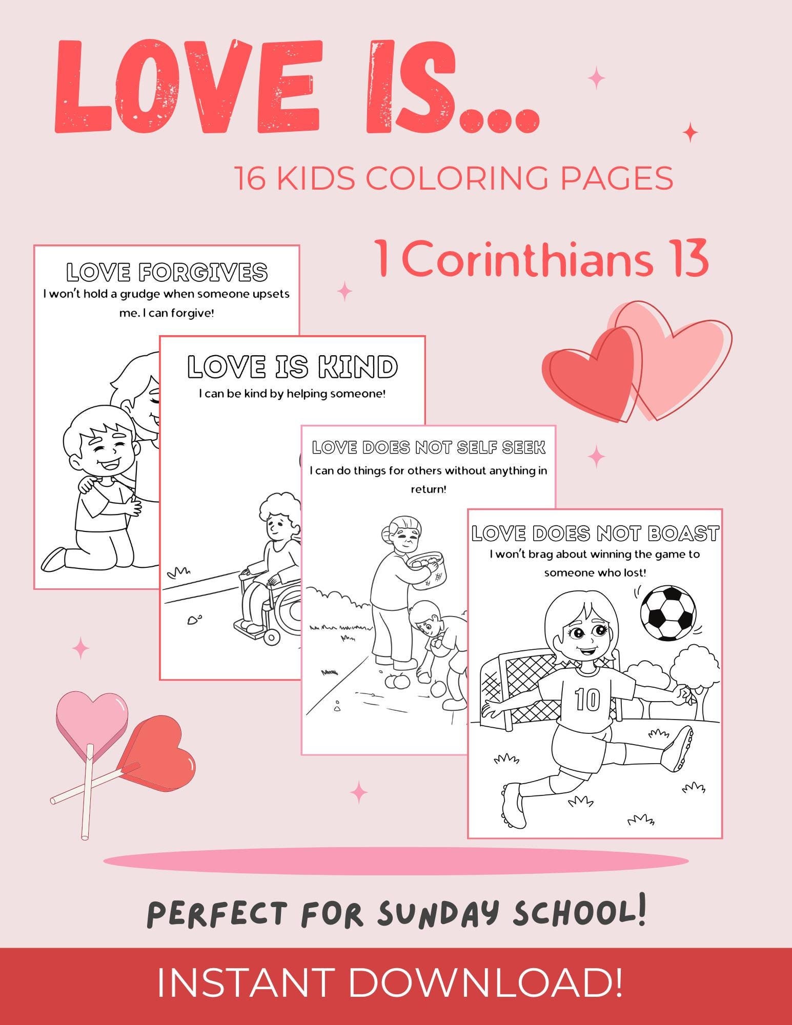 Love is 1 Corinthians Coloring Activity Kids - Etsy