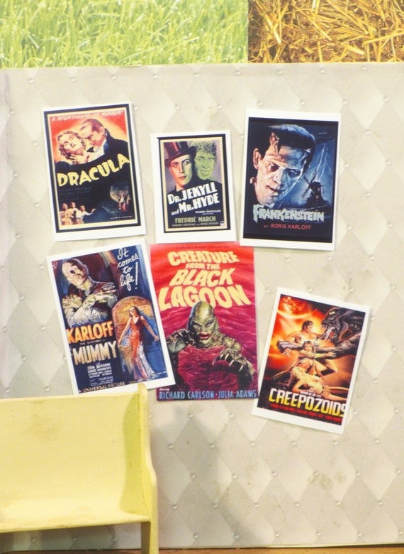 Miniature Horror Movie Posters Set of 6 17 - Etsy