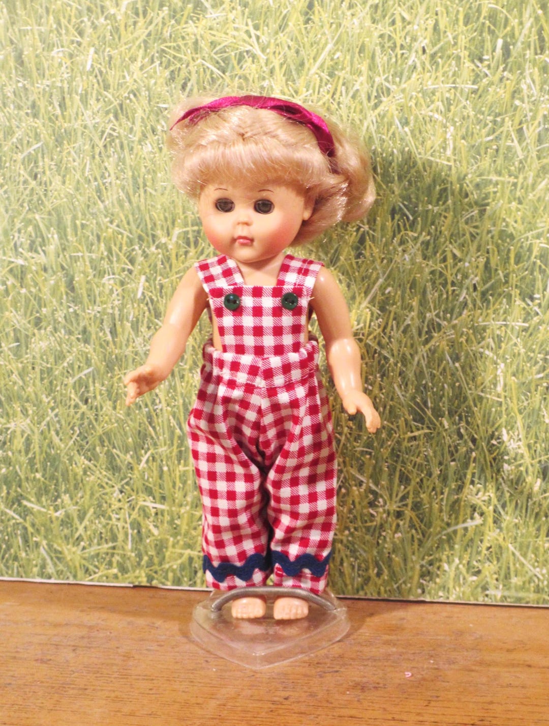 Red Gingham Overalls for 7-8 Inch Dolls Vogue Ginny, Lesney Ginny, Mde ...