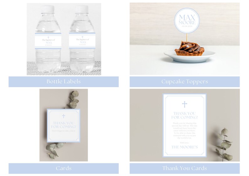 Baby Blue Baptism Bundle: Editable Boy Christening Decor Bundle - Etsy