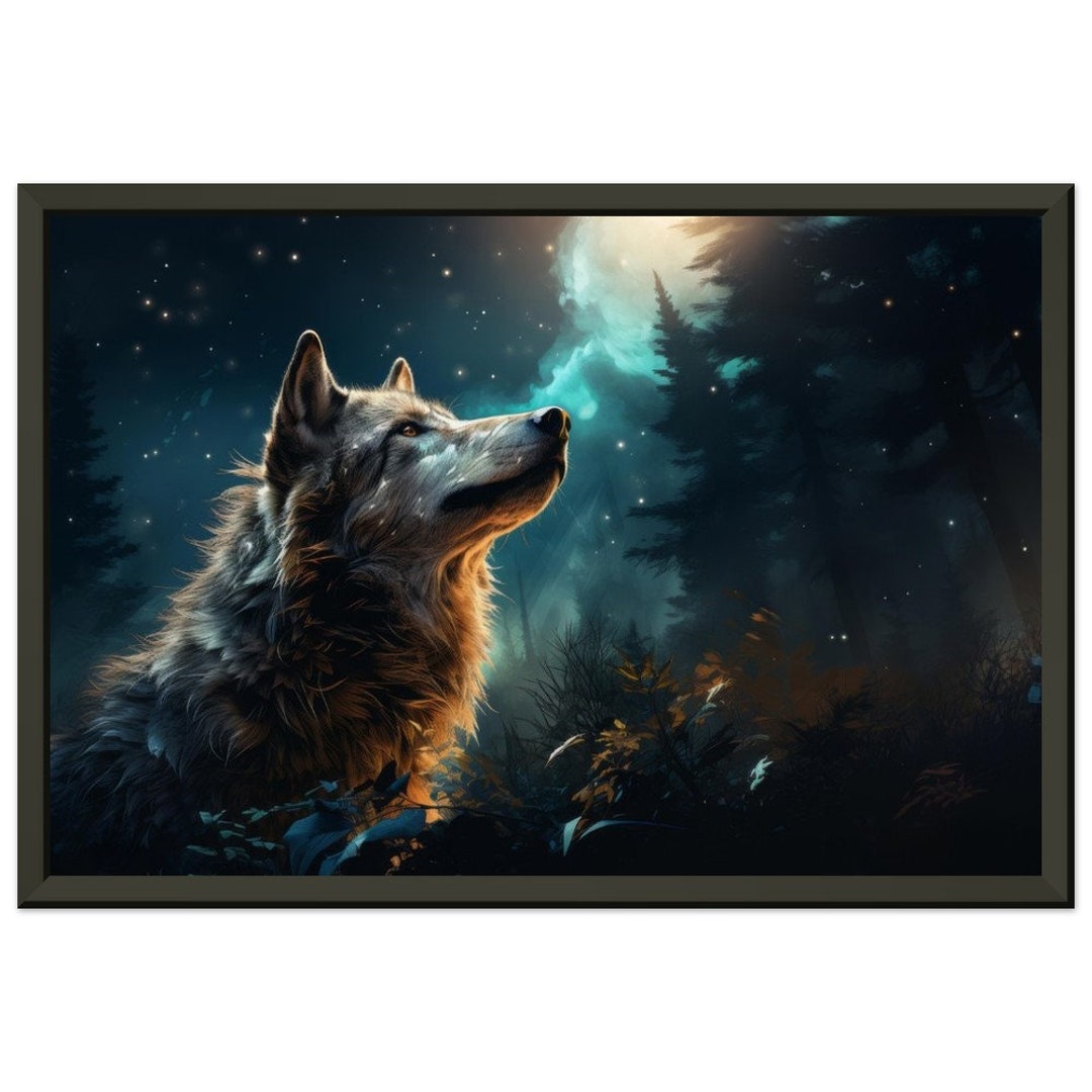 Mystic Guardian of the Night - Wolf Print - Premium Matte Paper Metal ...