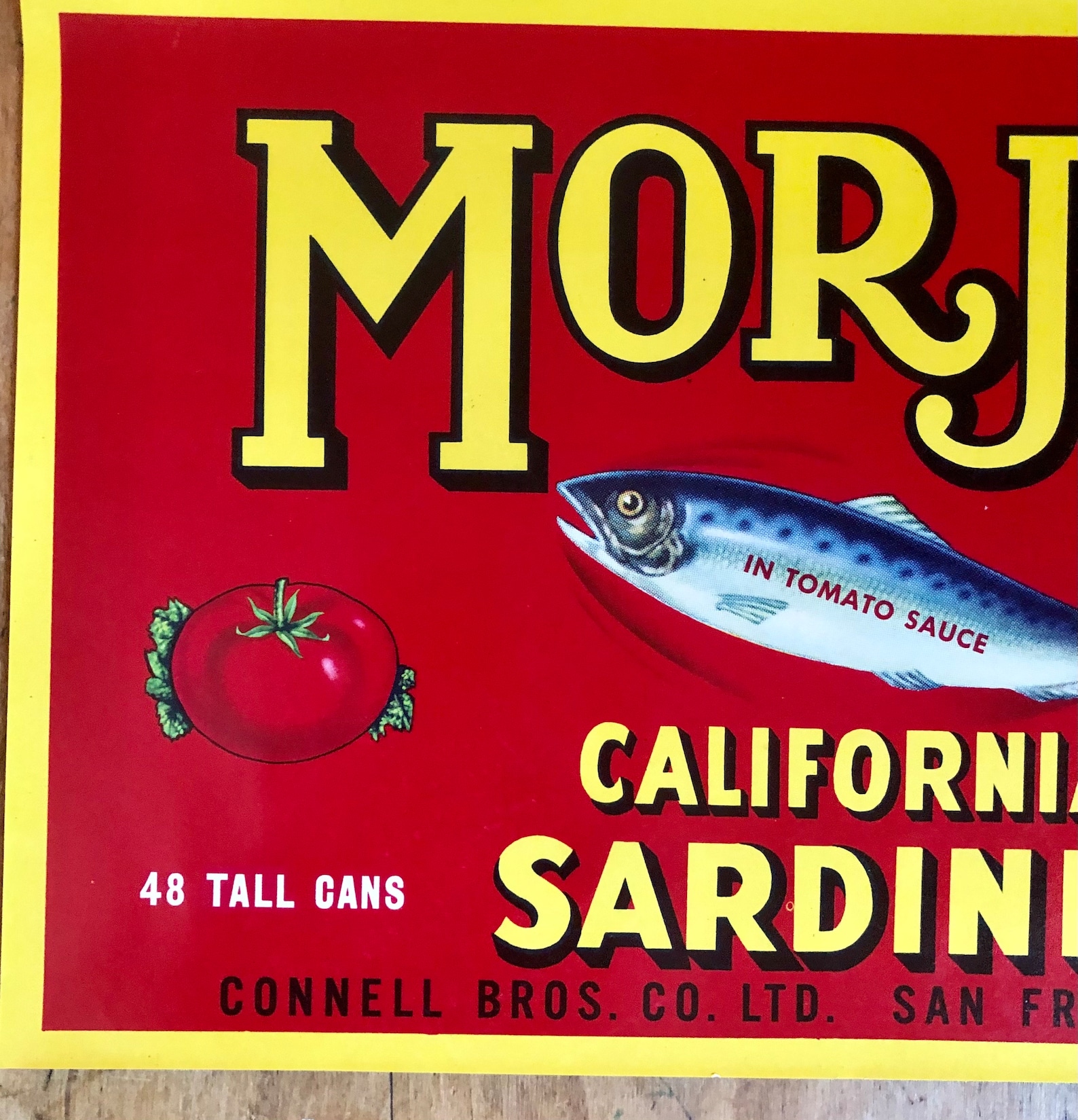 Vintage Original Morjon California Sardines in Tomato Sauce Crate Label ...
