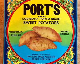 Kitchen Décor, Sweet Potato Fruit Crate Label, 8 X 8, Retro Home Décor ...