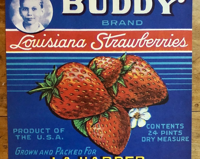 Vintage Buddy Brand Louisiana Strawberries Crate Can Label - Etsy
