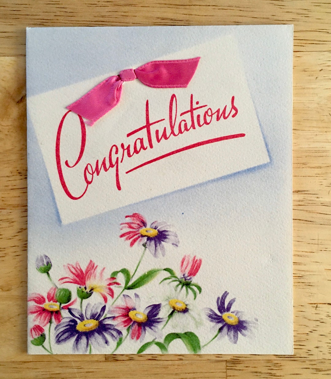 Vintage Congratulations Flower Card - Etsy