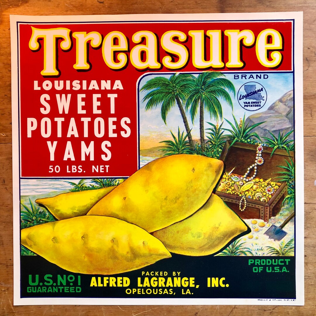 Vintage Treasure Sweet Potato Yams Crate Label - Etsy
