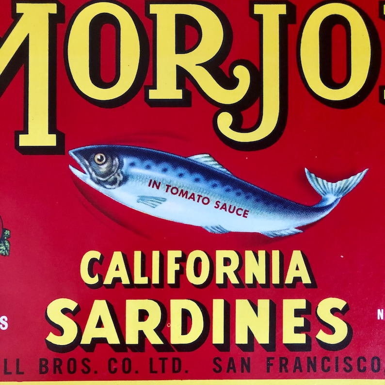 Vintage Original Morjon California Sardines in Tomato Sauce Crate Label ...