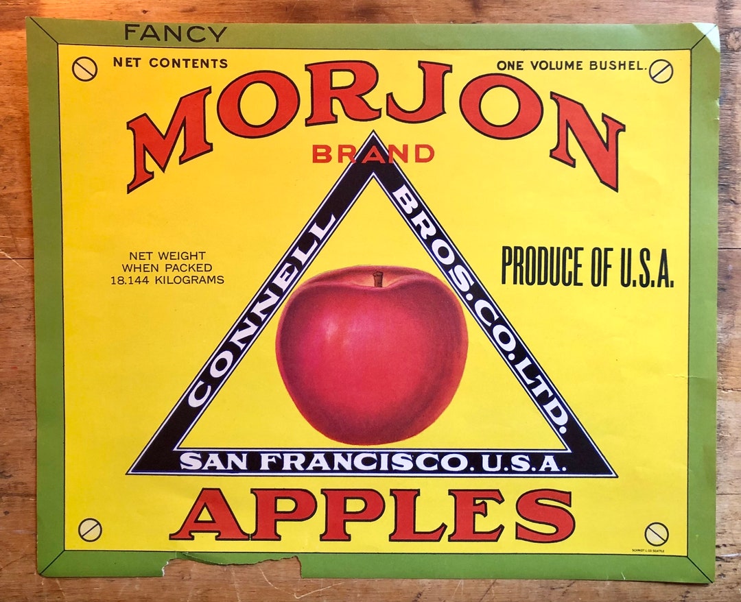 Vintage Original Morjon Brand Apple Crate Label - Etsy