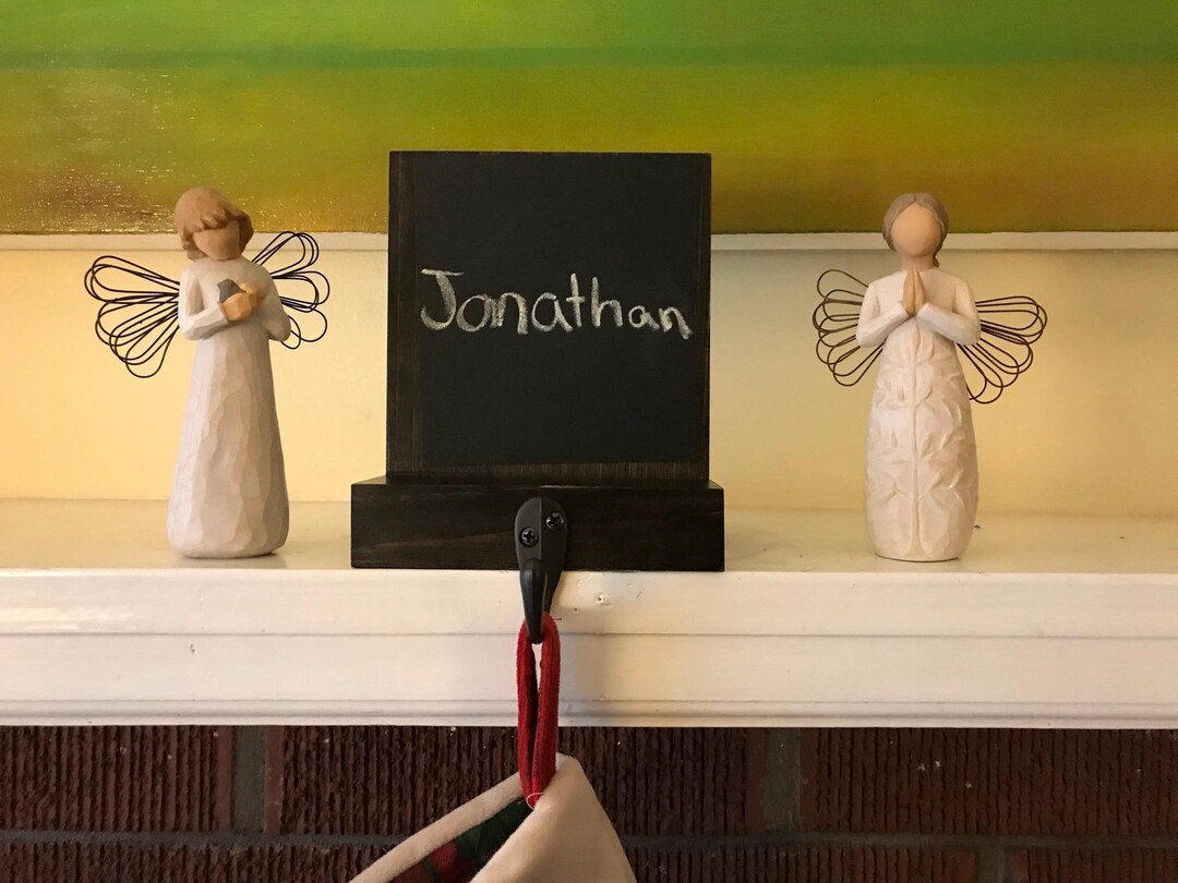 Personalized Set of Six Rustic Stocking Holder | Rustic Wooden Stocking ...