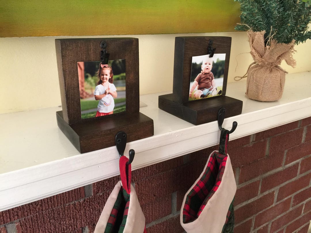 Ebony Set of Four Handcrafted Wood Picture & Stocking Holder ...