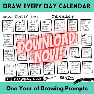 Draw Every Day Calendar PDF Download - Etsy
