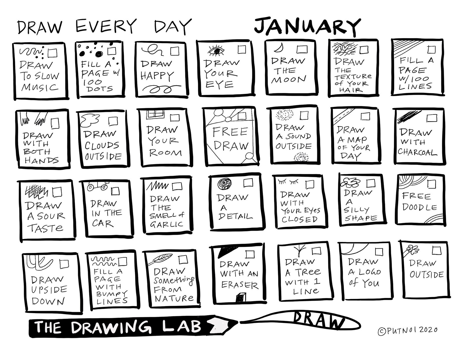 Draw Every Day Calendar PDF Download - Etsy