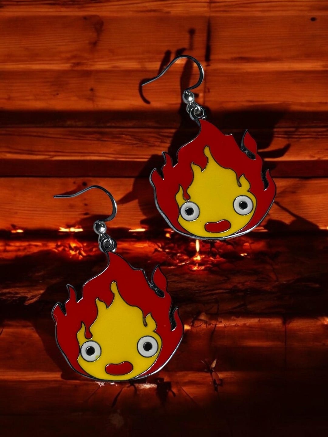 Powerful and Scary Fire Demon Anime Inspired Earrings - Stainless Steel ...