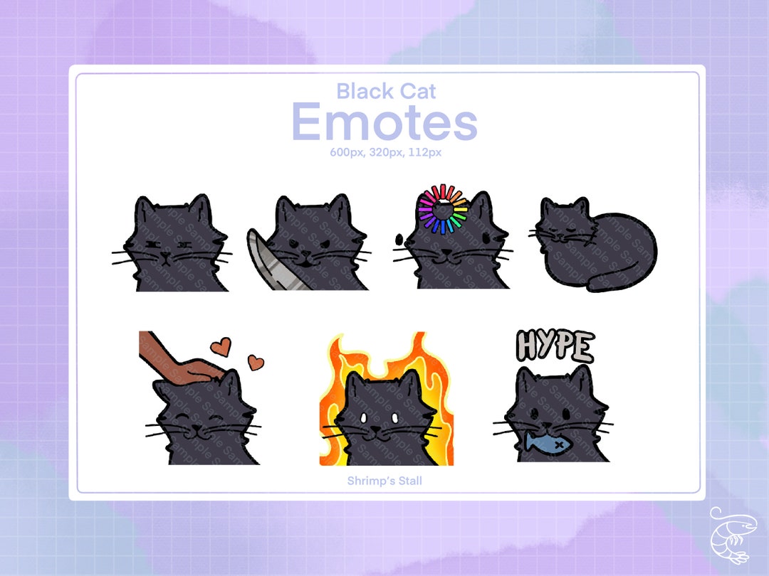 Black Cat Emotes (7) | Emote Pack | Animal Emote | Cartoon | Discord ...