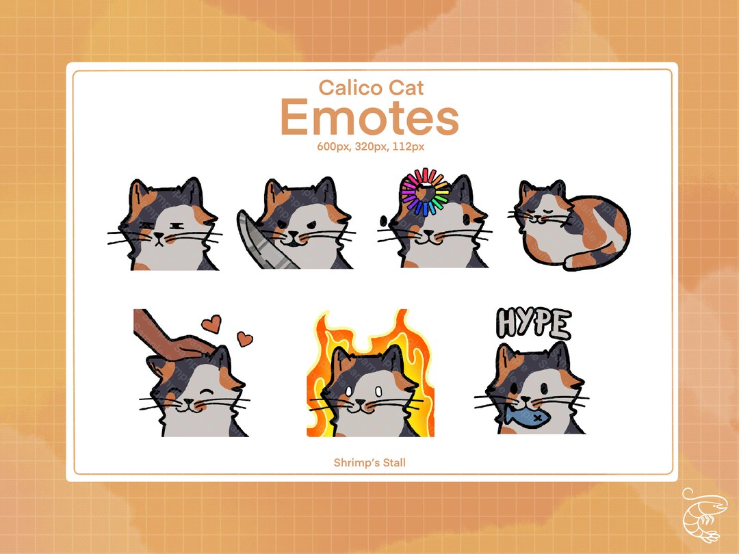 Calico Cat Emotes (7) | Emote Pack | Animal Emote | Cartoon | Discord ...