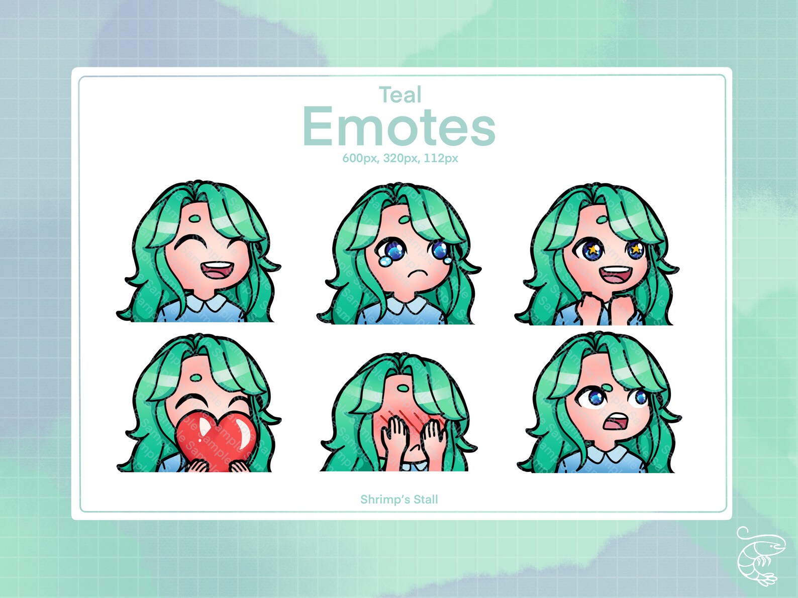 Teal Emotes (6) | Emote Pack | Femme Emote | Cartoon | Discord | Twitch ...