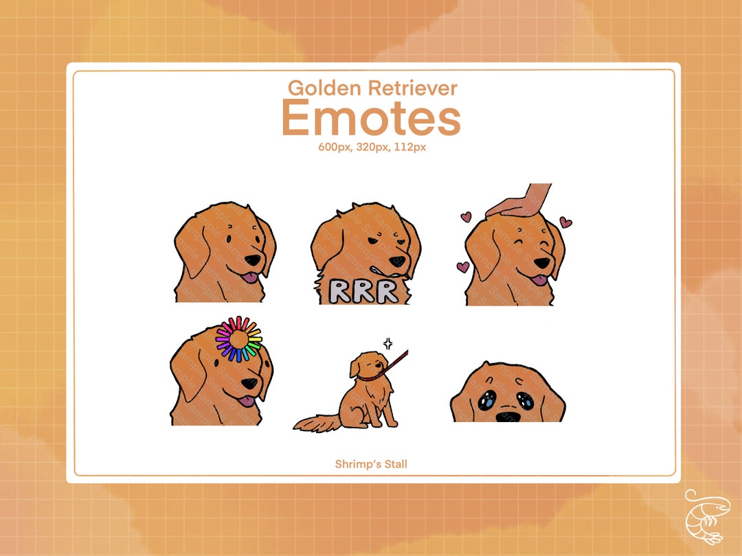 Golden Retriever Emotes (6) | Emote Pack | Animal Emote | Cartoon ...