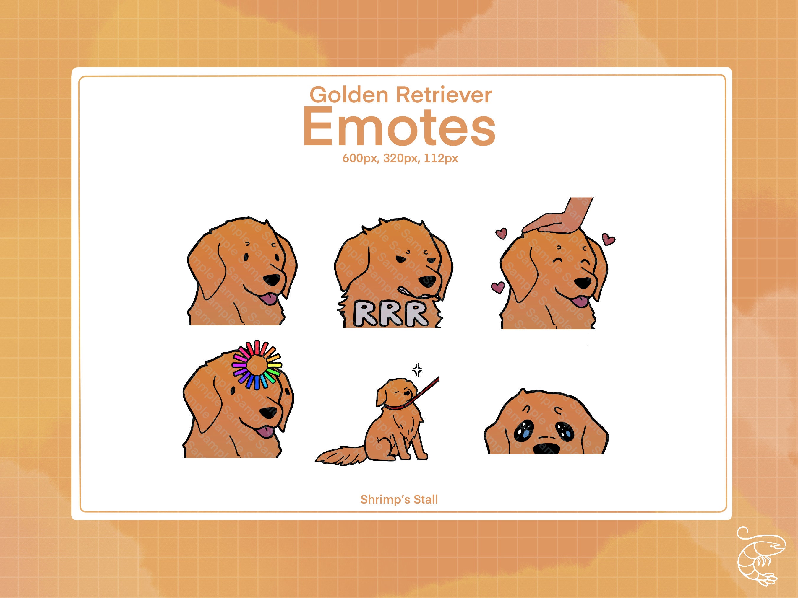 Golden Retriever Emotes (6) | Emote Pack | Animal Emote | Cartoon ...