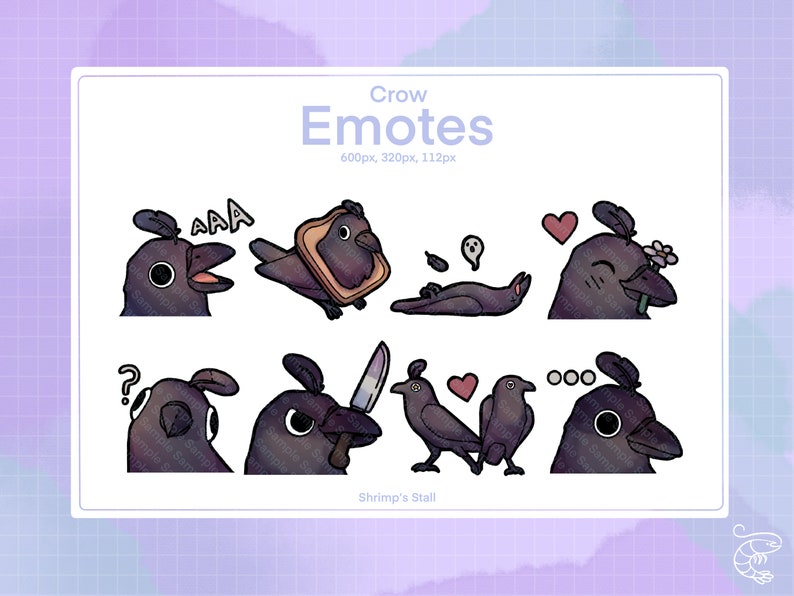 Crow Emotes (8) | Emote Pack | Animal Emote | Cartoon | Discord ...