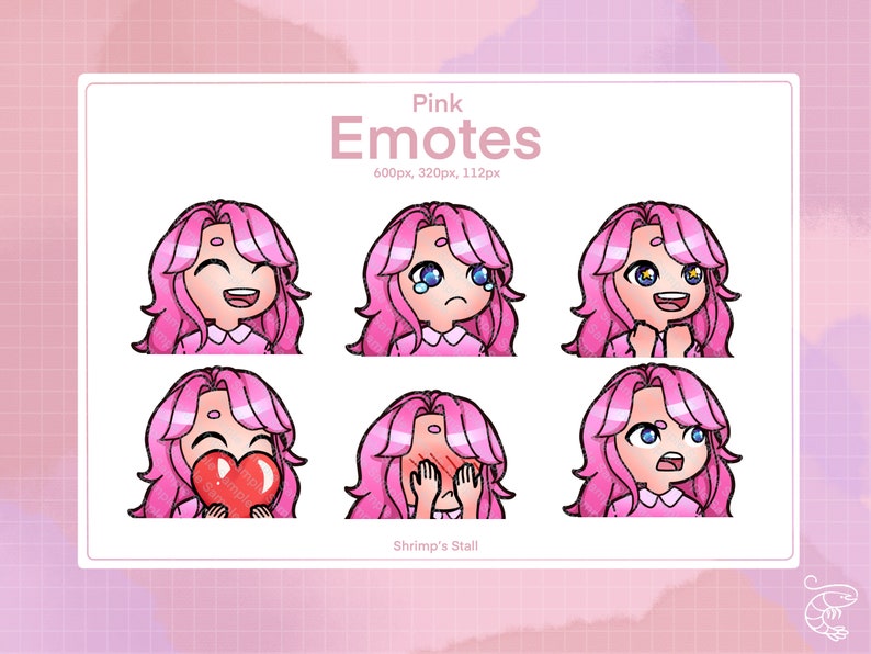 Pink Emotes 6 Emote Pack Femme Emote Cartoon Discord Twitch Youtube ...