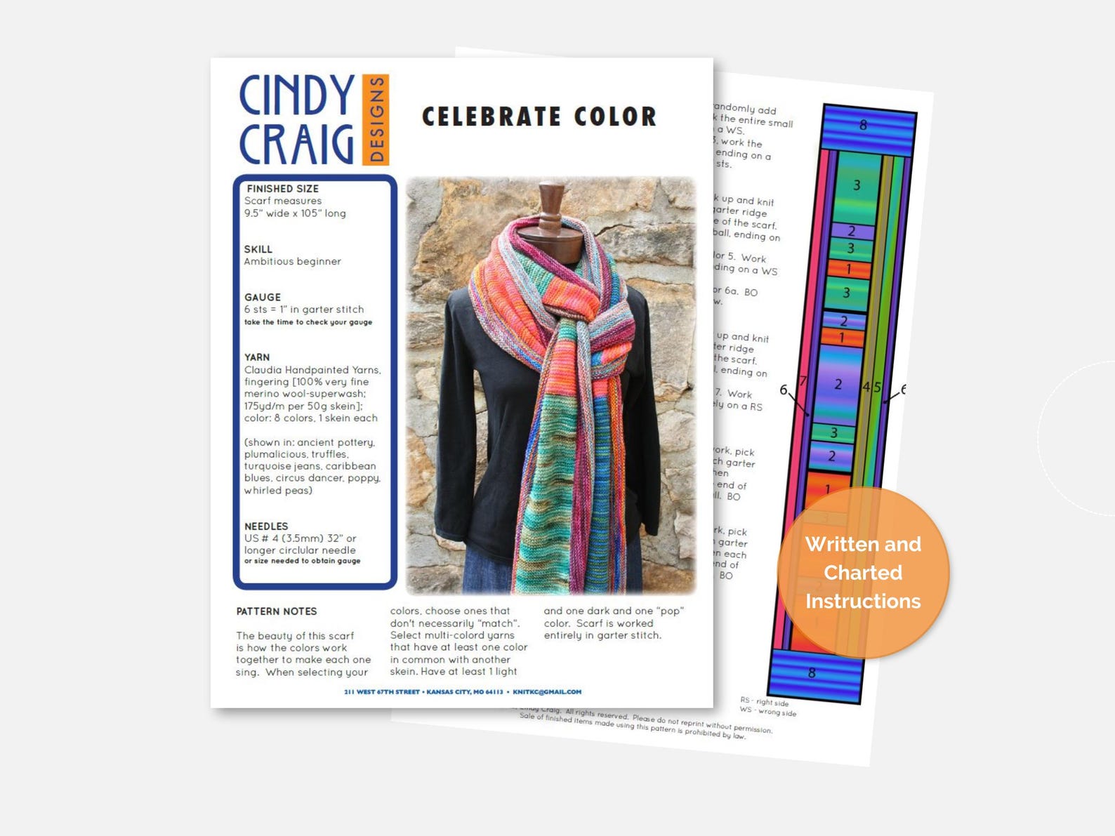 Colorful Garter Stitch Modular Knitting Knit Scarf Pattern, Digital ...