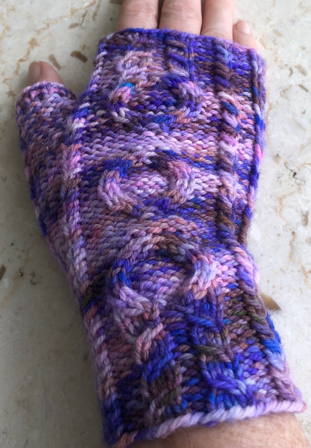 Cabled Fingerless Gloves Knitting Pattern, PDF Digital Download, Knit ...