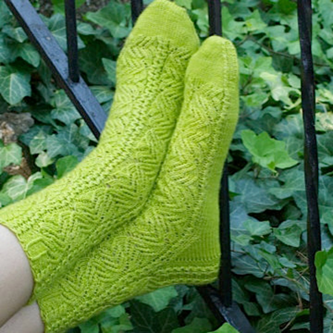 Cables and Lace Socks Knitting Pattern, Digital Download, Women's Socks ...