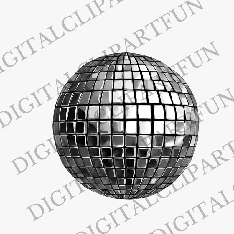 Disco Ball PNG, Watercolor Image, Clip Art PNG, Silver Mirrorball, New ...