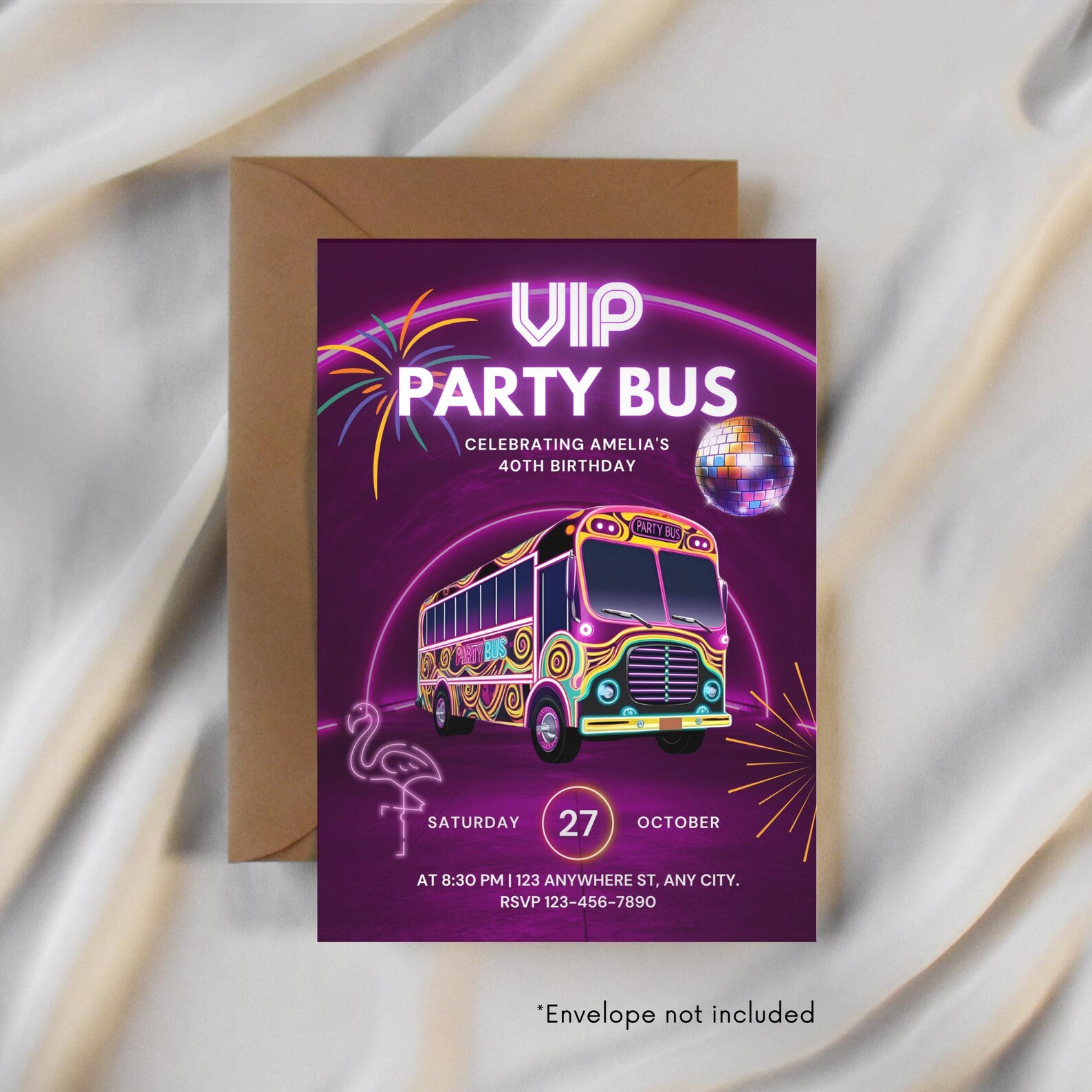 Party Bus Invitation, Birthday Invitation, VIP Party Bus Flyer ...