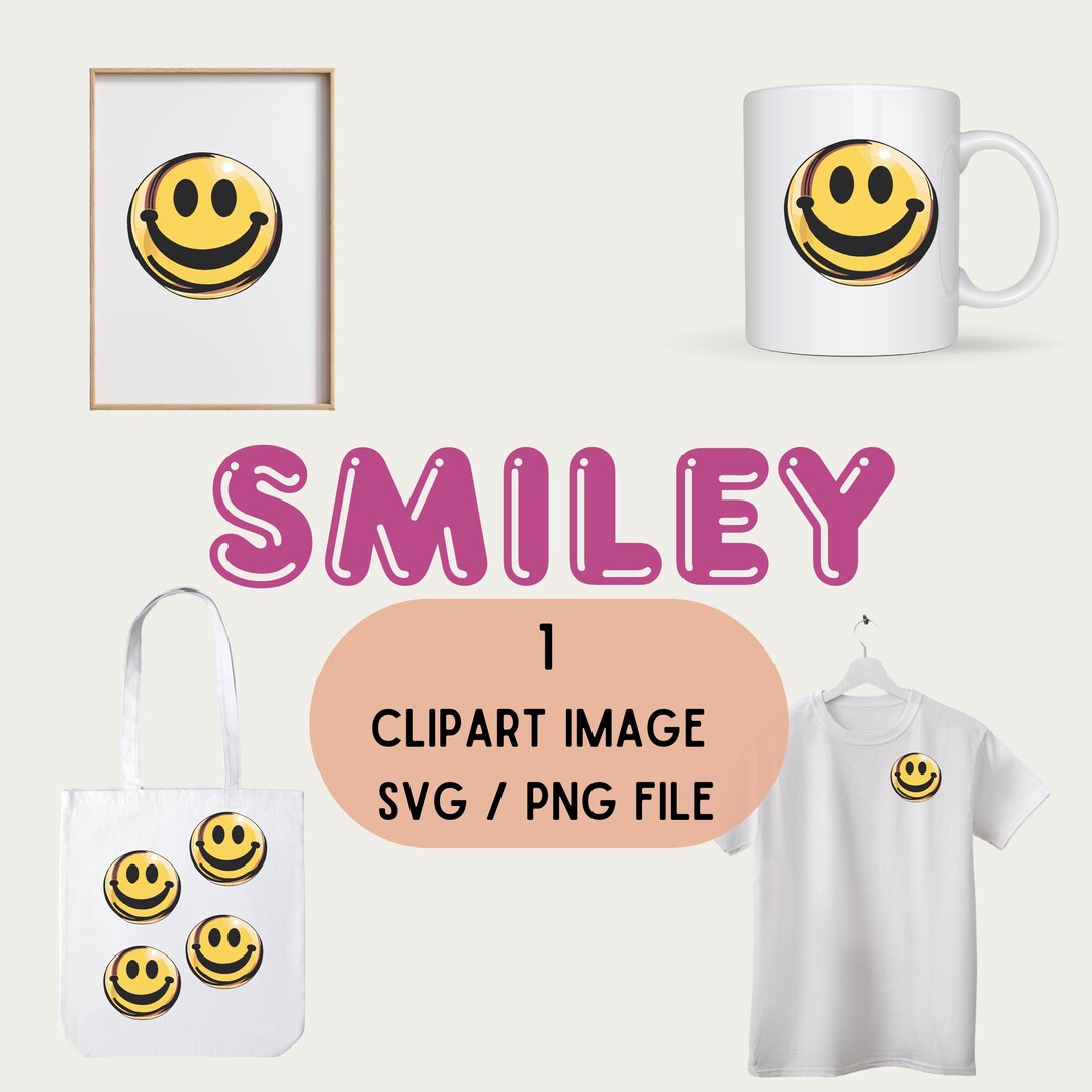 Smiley Clipart Image, Smile Face SVG, Commercial Use Clipart, Smiley ...