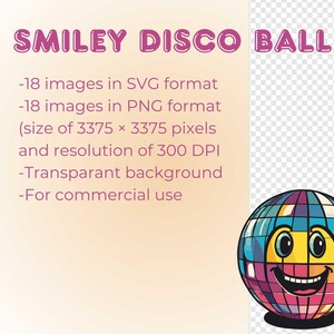 Smiley Disco Ball SVG, Smiley Image, Clip Art PNG, Mirrorball, New ...