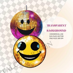 Smiley Disco Ball SVG, Smiley Image, Clip Art PNG, Mirrorball, New ...