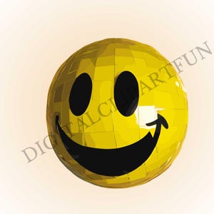 Smiley Disco Ball SVG, Smiley Image, Clip Art PNG, Mirrorball, New ...