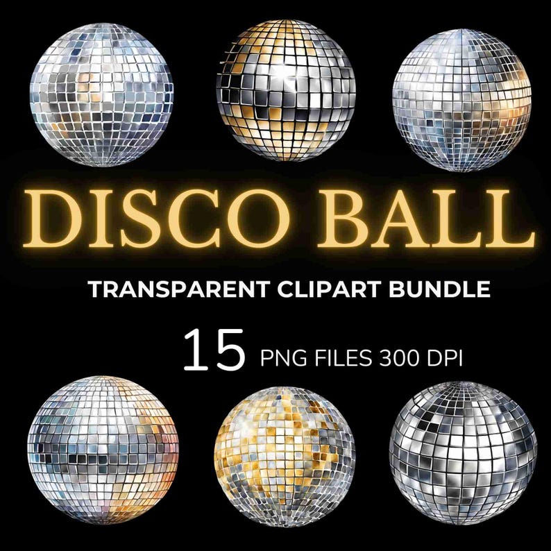 Disco Ball PNG, Watercolor Image, Clip Art PNG, Silver Mirrorball, New ...