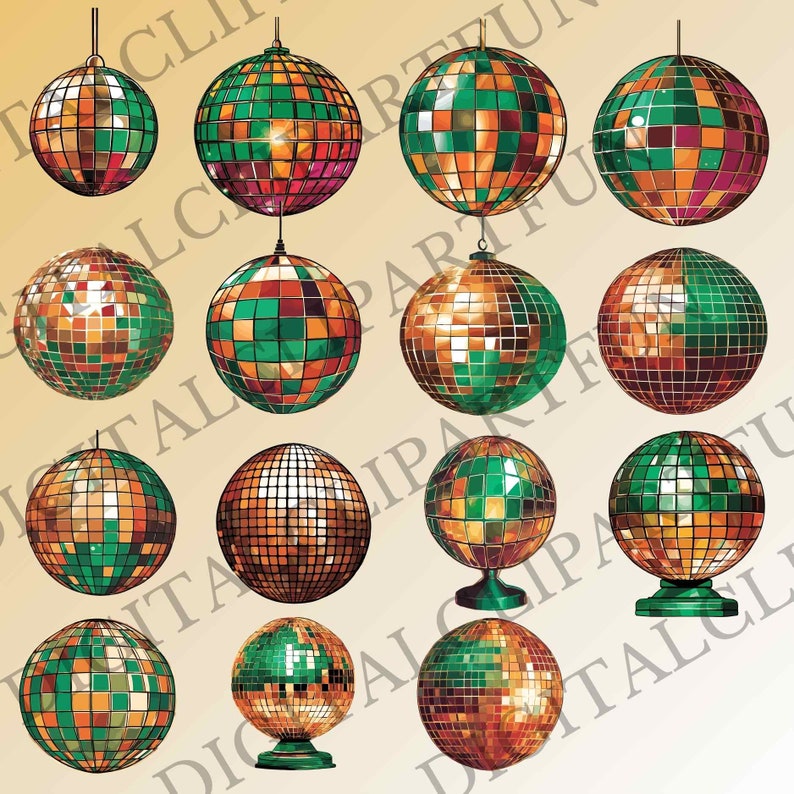Groovy Disco Ball Clipart Bundle, SVG, PNG (digital Download) - Etsy