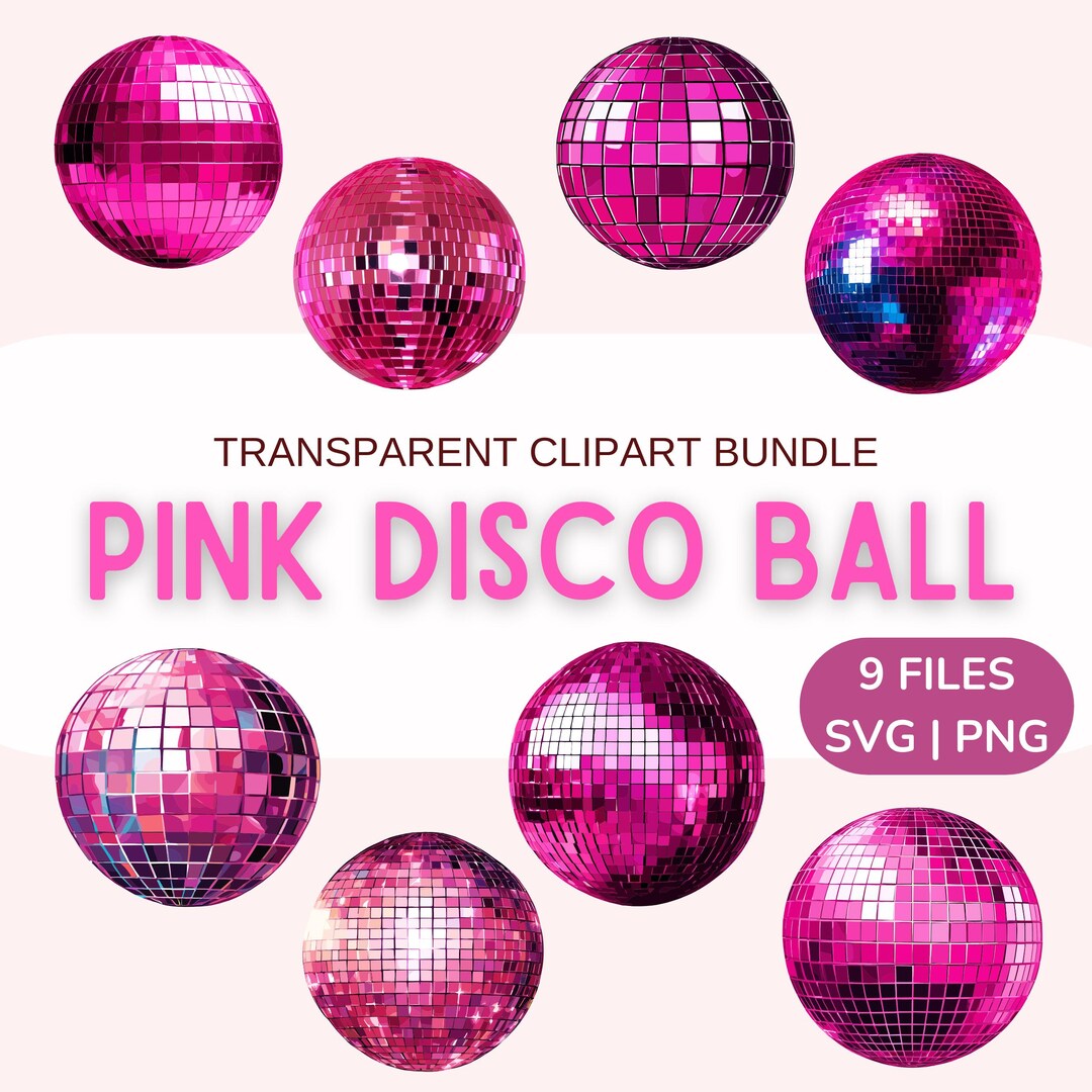 Pink Discoball Clipart, Pink Disco Ball SVG, Valentine Pink Disco Ball ...