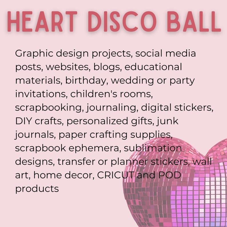 Pink Discoball Clipart, Heart Disco Ball SVG, Valentine Pink Disco Ball ...