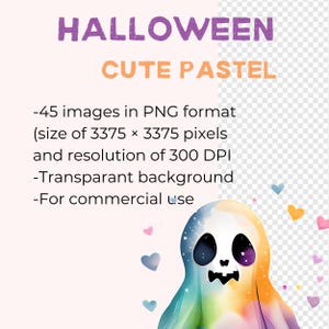 Pastel Halloween Clipart Bundle, Cute Witch, Spooky PNG (digital ...
