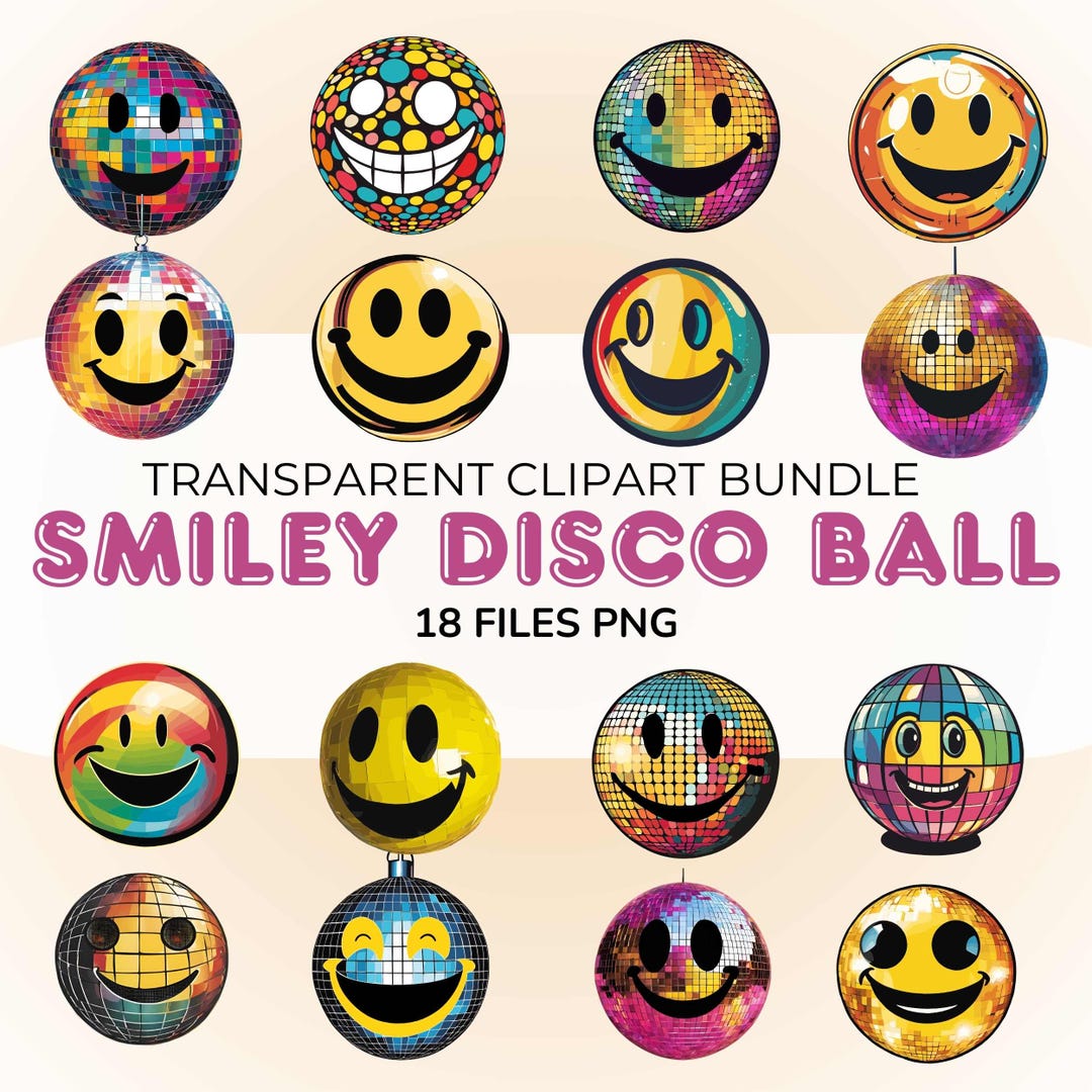 Disco Ball PNG, Smiley Face PNG, Smiley Image, Disco Ball Decor ...
