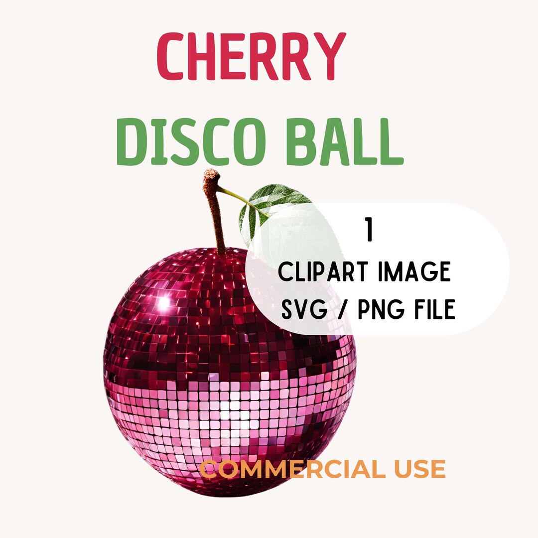 Cherry Disco Clipart Image, Disco Ball SVG, , Commercial Use Clipart ...