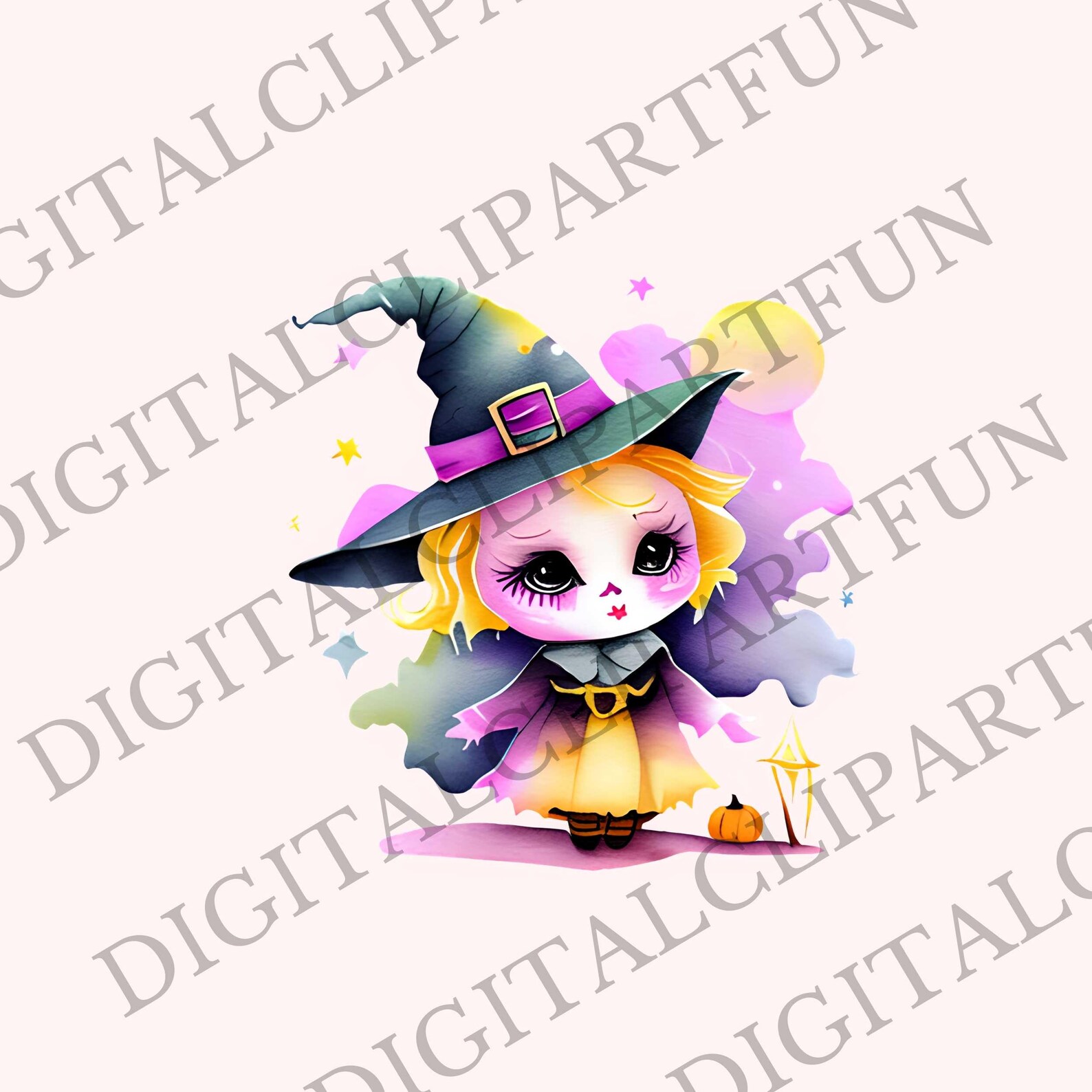 Pastel Halloween Clipart Bundle, Cute Witch, Spooky PNG (digital ...