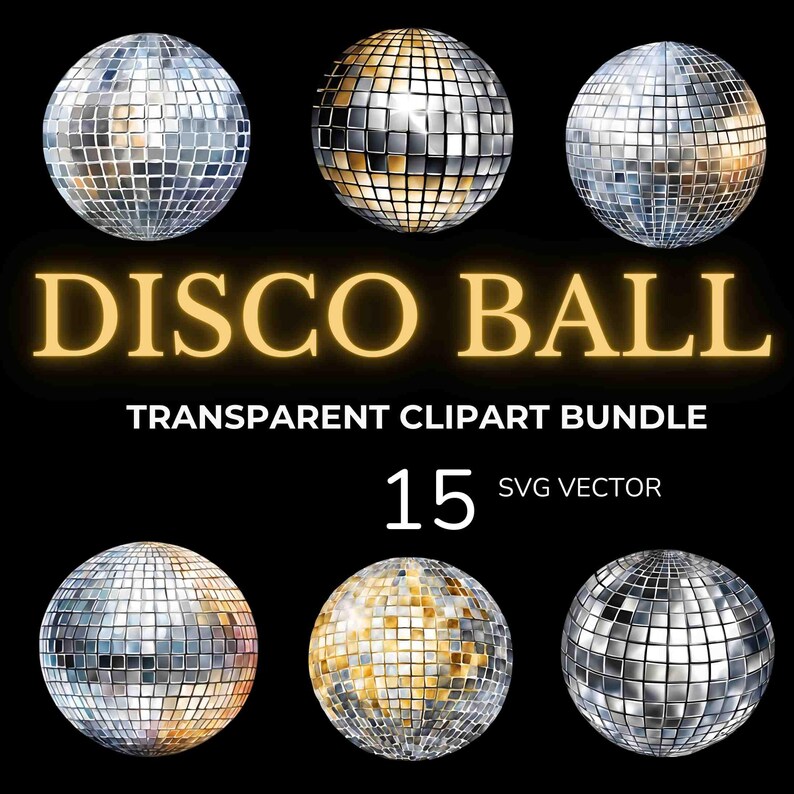Disco Ball SVG, Watercolor Image, Cricut SVG, Silver Mirrorball, New ...