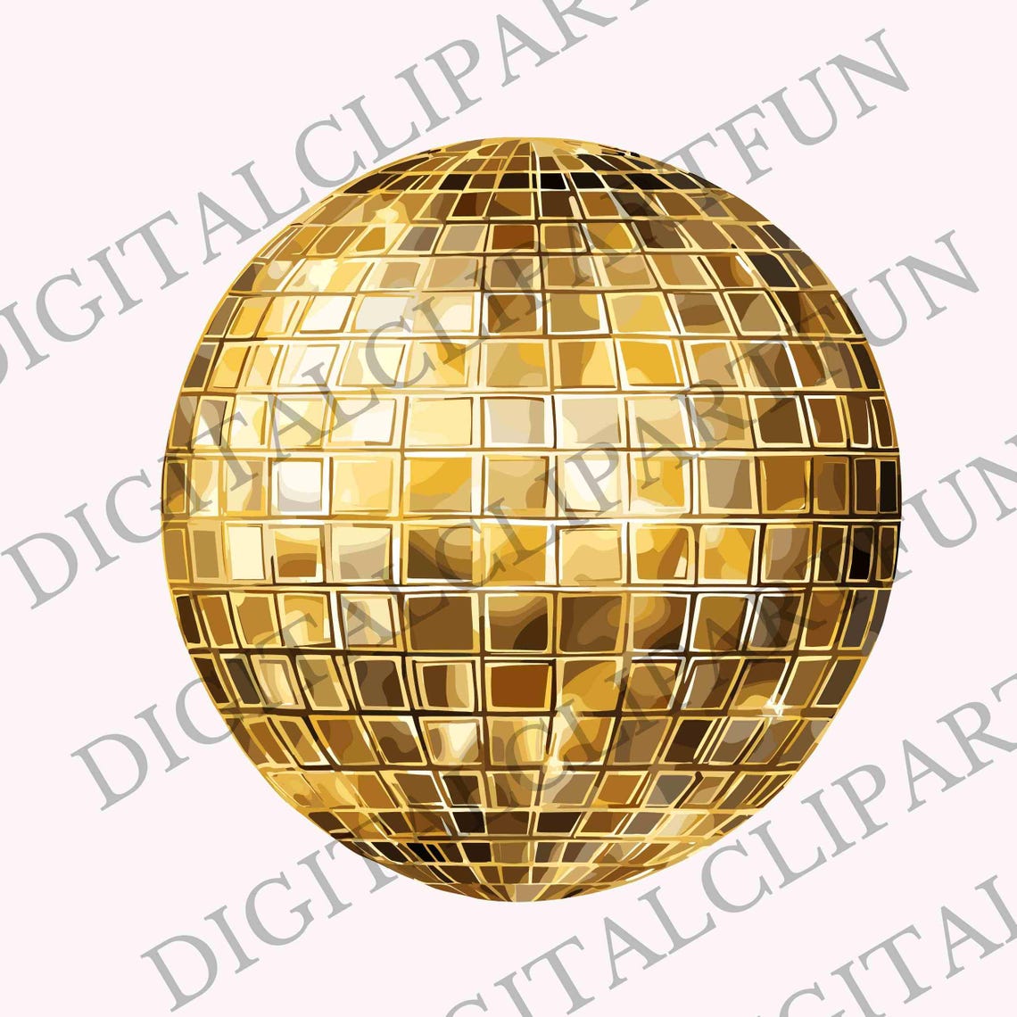 Disco Ball SVG, Watercolor Image, Clip Art PNG, Golden Mirrorball, New ...